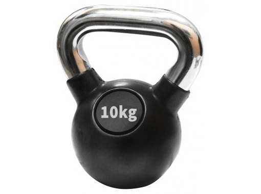 TRENAŽER-KETTLEBELL RUČNI TEG GUMIRAN 10kg HROM-CRNI