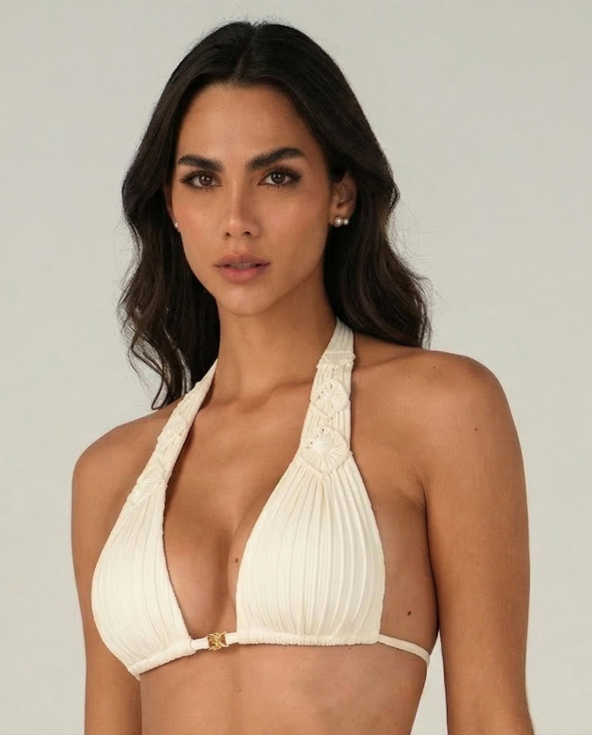 Top Areia Triangulo-Alongado-Macrame
