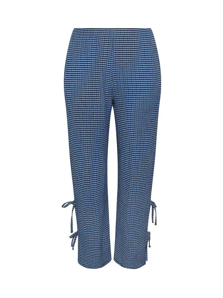 Plavo - Yours Curve Limited Gingham pantalone sa kravatom