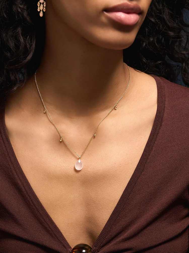 Accessorize Rose Quartz Pendant Necklace