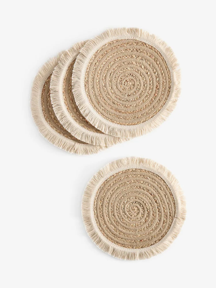 Set of 4 Jute Vtipski Podmetači za tanjire