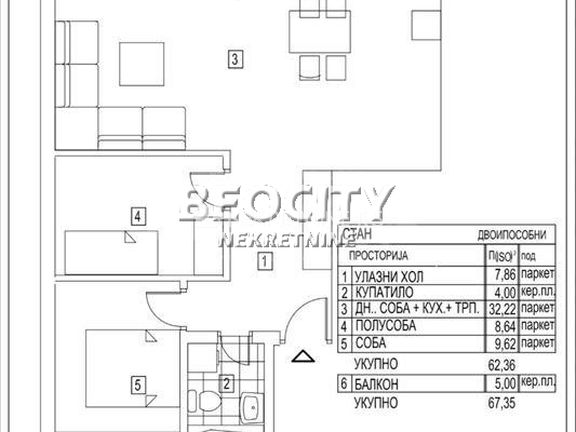 Rakovica, Kneževac, Miloša Bogićevića, 2.5, 67m2, 150700EUR