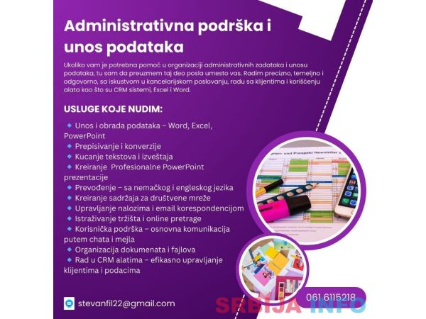 Administrativna podrška i unos podataka