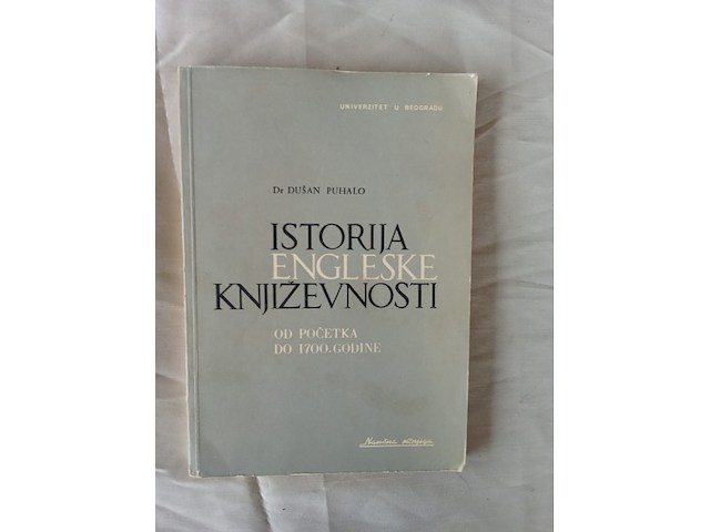 Istorija Engleske Književnosti Od Početka Do 1700. Godi