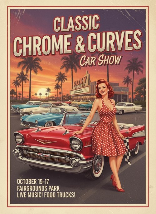 Cosmic Chrome & Curves - Car Show