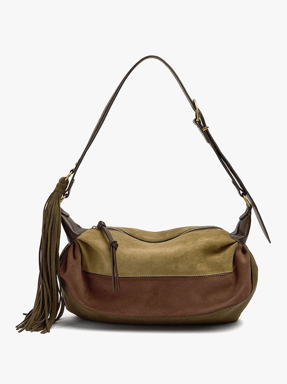 SHOULDER BAG WITH LEATHER-EFFECT WITH FRINGES