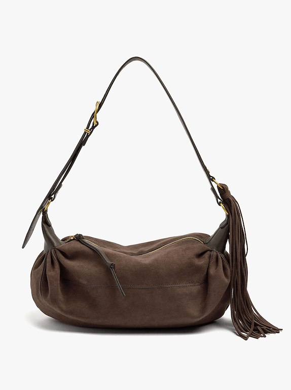SHOULDER BAG WITH LEATHER-EFFECT WITH FRINGES