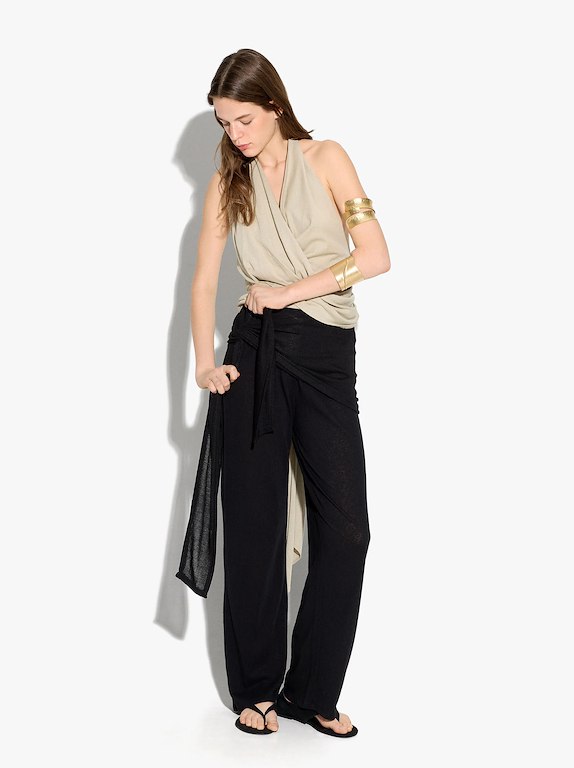 TROUSERS WITH DRAPED AND KNOT