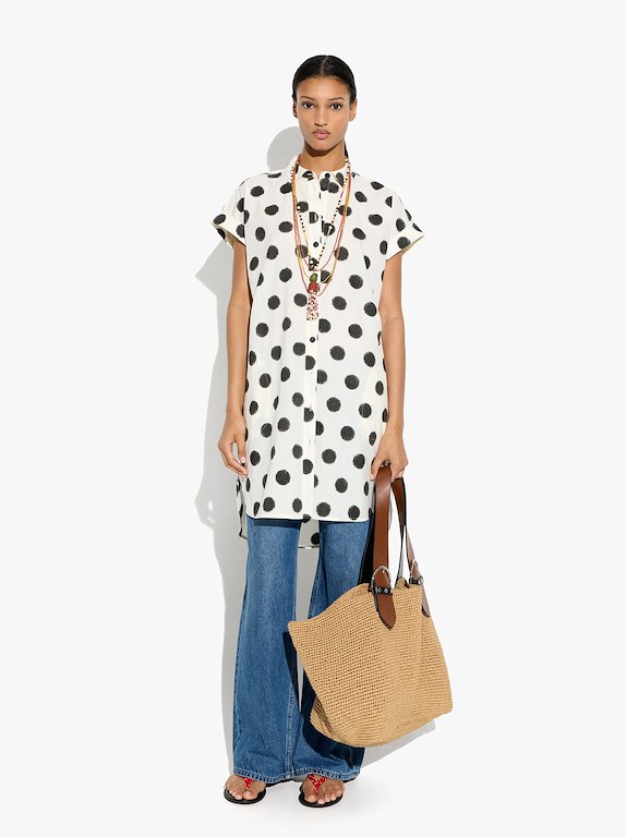 SHIRT DRESS PRINTED WITH POLKA DOTS 100% COTTON