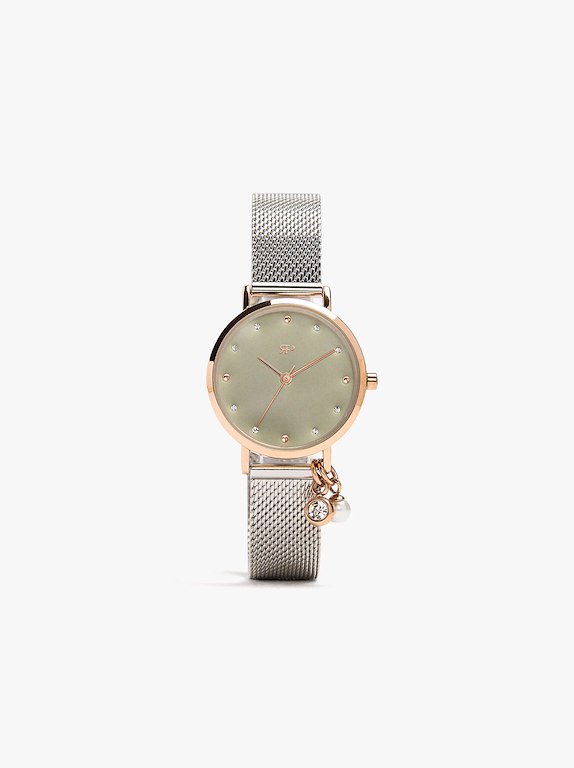 BICOLOR WATCH WITH STAINLESS STEEL METAL MESH