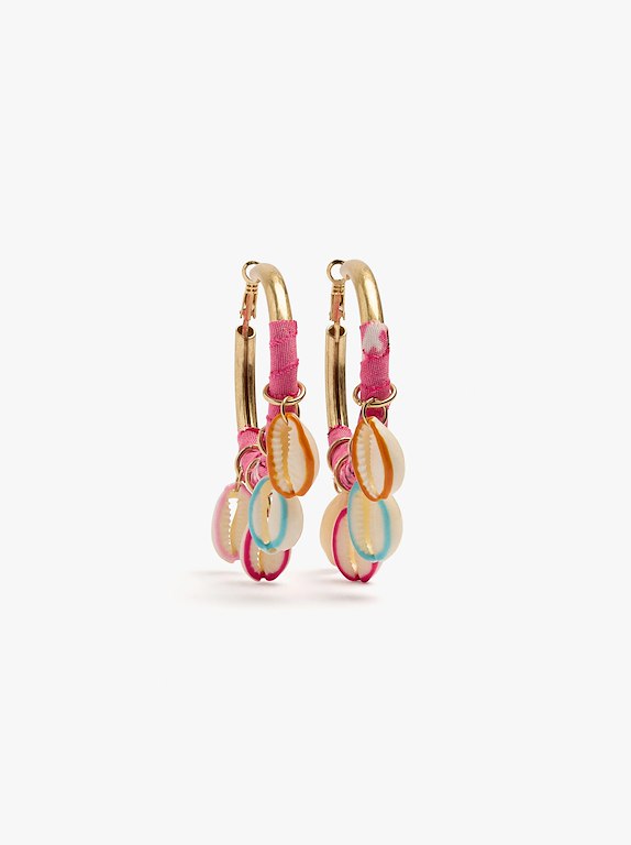HOOP EARRINGS WITH MULTICOLOR ENAMEL SHELLS