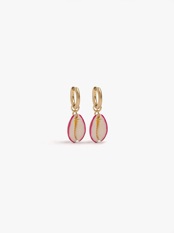 HOOP EARRINGS WITH ENAMELLED SHELLS