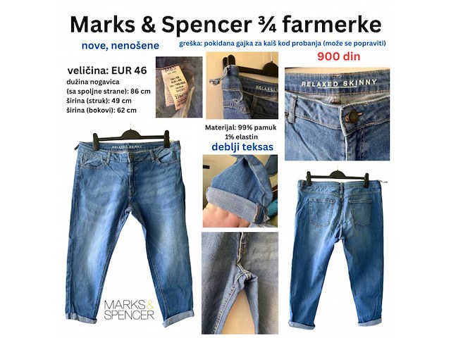 Marks &; Spencer 3/4 farmerke EU46 – kvalitetan džins