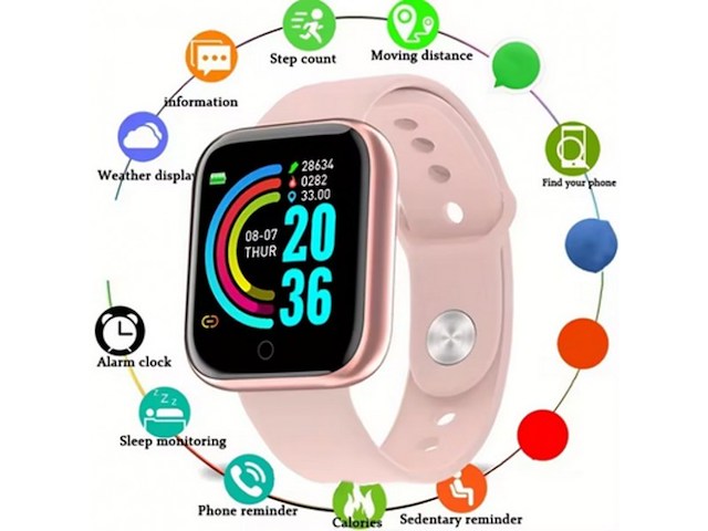 Smart watch, bracelet, roze