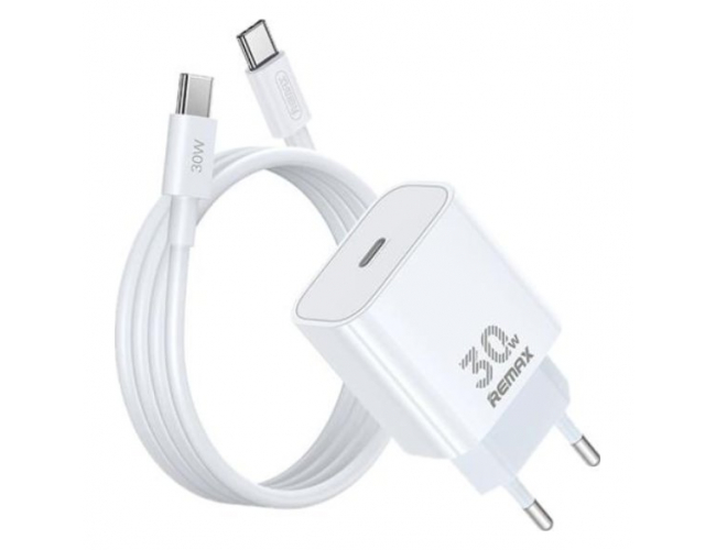 Remax RP-U71 Punjač za mobilni telefon USB-C 30W sa kablom beli