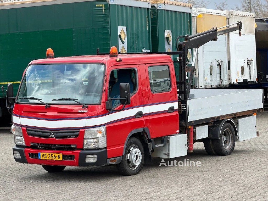 FUSO Canter 3C13D 4x2 *3,5T* Open Laadbak met Kraan Crewcab kamion s ravnom platformom < 3.5t
