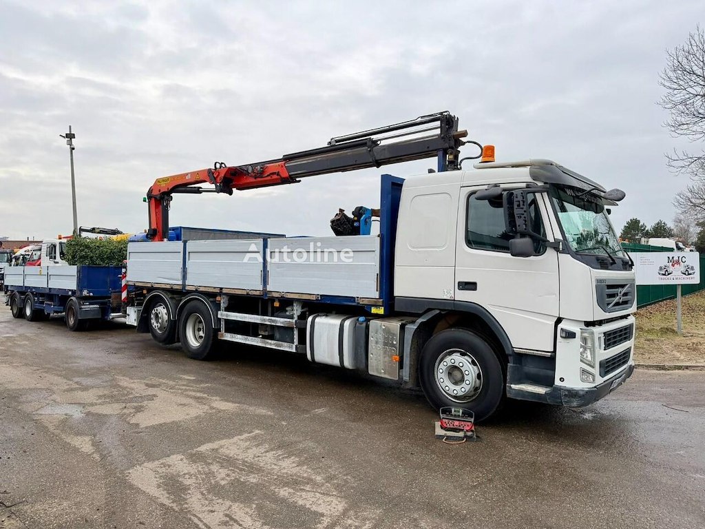 Volvo FM 460 EEV - 6x2 BAUSTOFF KRAN PK 18502 SH B (3x) + 3-ACHSEN ANH kamion s ravnom platformom