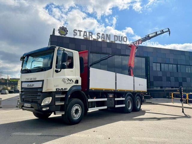 DAF CF 410 6x4 PALFINGER PK 20001 Crane Rotator kamion s ravnom platformom