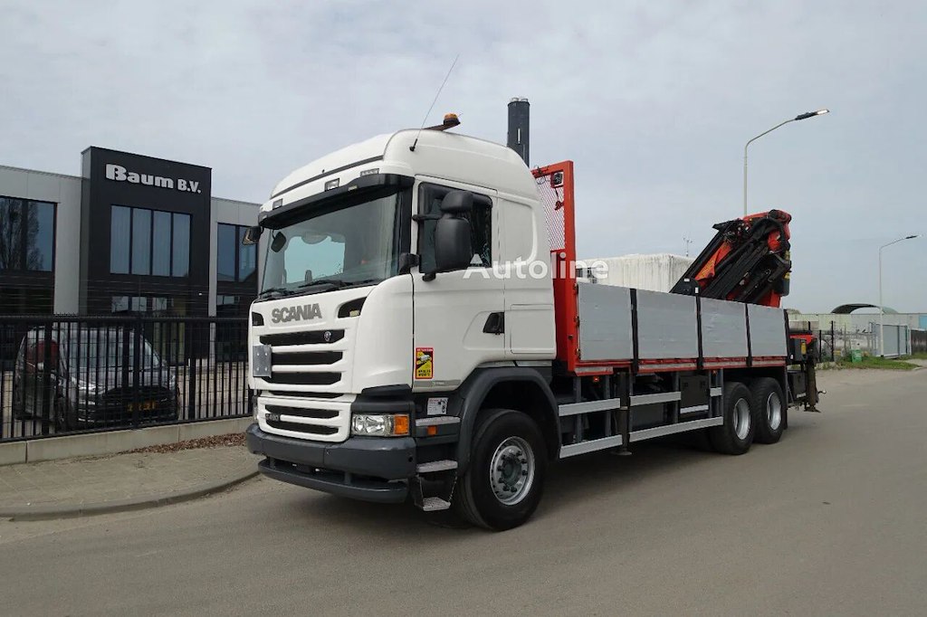 Scania G 490 6X4 / PALFINGER 50002 + FLY JIB KRAAN / 50 TM KRAAN / REMO kamion s ravnom platformom