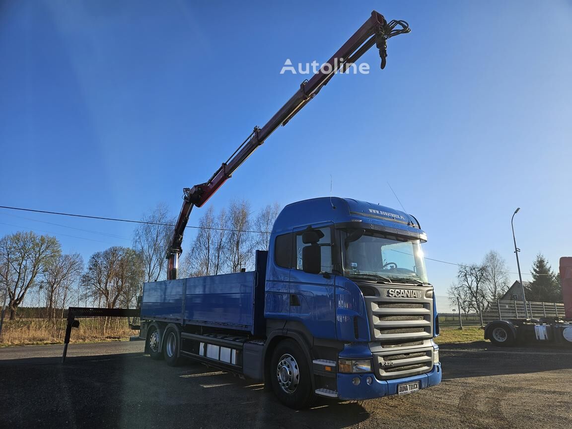 Scania R420 Retarder Crane Hiab XS 166 E-3 HI DUO kamion s ravnom platformom