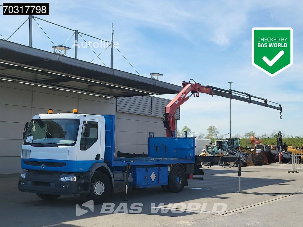 Renault Premium 370 4X2 HMF 1560 K4 Kran Crane Manual ADR Big-Axle Steel kamion s ravnom platformom