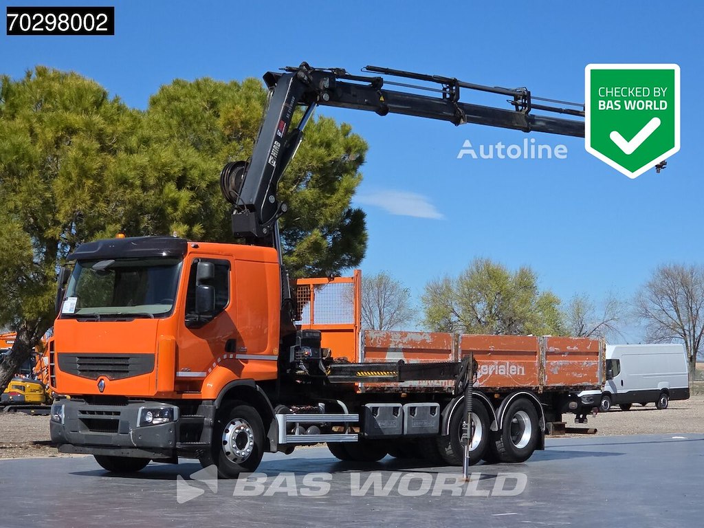 Renault Premium 430 Lander 6X4 Grúa HIAB 211 EP-4 HIDUO, Automático, Air kamion s ravnom platformom