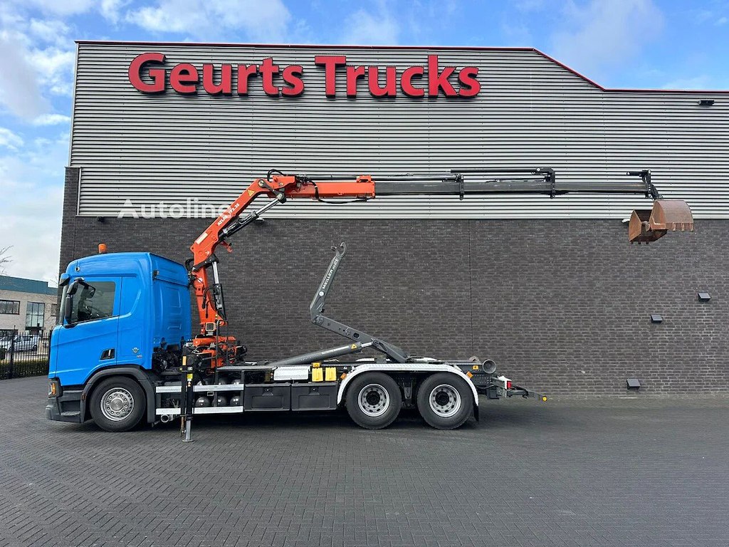 Scania R580 V8 6X4 HAAKARM + ATLAS AK 172.3E KRAAN/KRAN/CRANE/GRUA kamion rol kiper