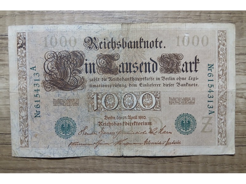 N 245 - Nem. - 1000 rm 1910 zeleni pretisak - opis -