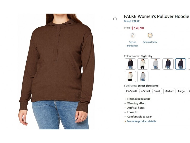 FALKE DŽEMPER Hoodie NOVO SA ETIKETOM $ 378,98 vuna