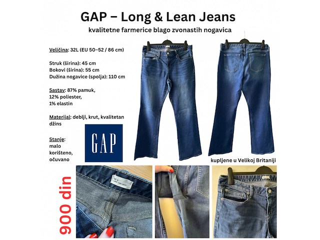GAP Long &; Lean farmerke 32L – blago zvonaste