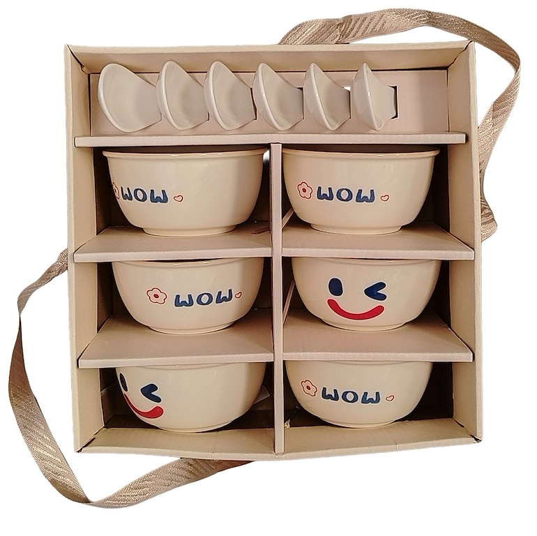 SET KERAMIČKIH ČINIJA 6/1 SA KASIKICAMA 11X6X11 CM