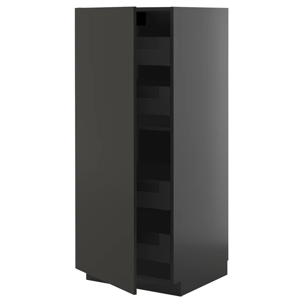 Visoki element s fiokama, Crnosiva/Nickebo boja antracita, mat, 60x60x140 cm