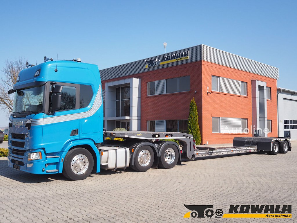 Scania R500 6x2/4 + Recker SANR-38 tegljač + poluprikolica sa niskom platformom