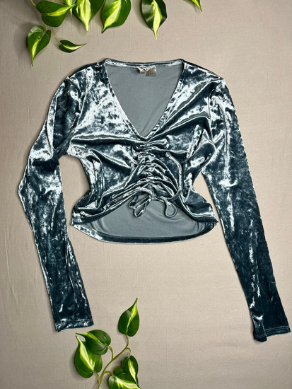 H&M plišani metalik crop, M, ODLIČAN