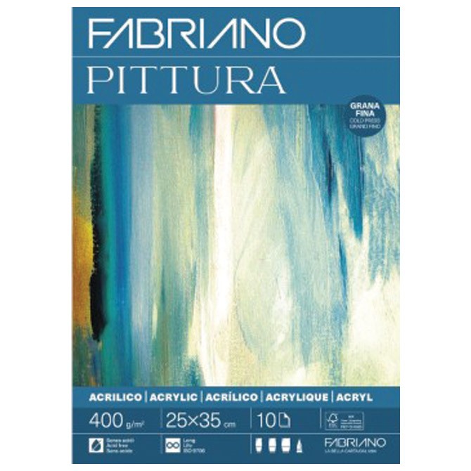 Blok Pittura Acrilico 25x35cm 400g 10L (cold pressed/grana fina) Fabriano 19100835