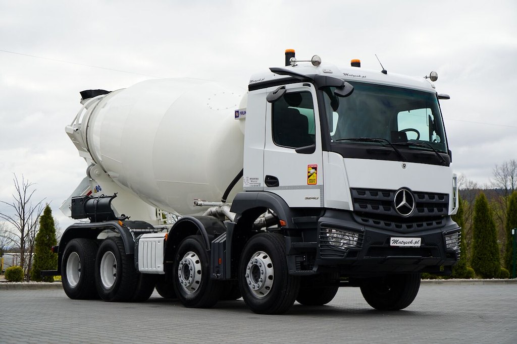Frumecar na šasiji Mercedes-Benz AROCS 3240 / GRUSZKA 9M3 / 8x4 / BETONOMIESZARKA / AUTOMAT / ALU kamion s mešalicom za beton