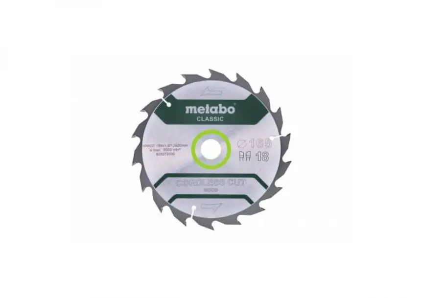 Metabo list testere "Cordless Cut Wood Classic" fi165x12x20 mm Z18 WZ 20° 628272000