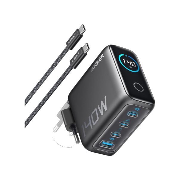 ANKER Punjač 140W, 4-porta (3x USB-C, 1x USB-A), USB-C kabl , tamno siva
