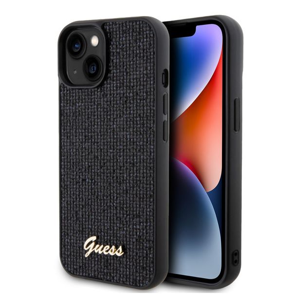 Maska za iPhone 15 6.1 (GUHCP15SPMSDGSK) Guess Hc PU Disco Script Metal