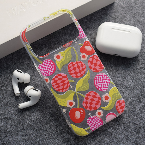 Maska za iPhone 17 Pro Max Checkered Cherries Nanobit Print