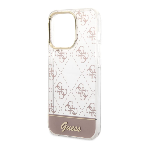 Maska za iPhone 14 Pro Guess PC/ TPU Peony Glitter Script Logo pink