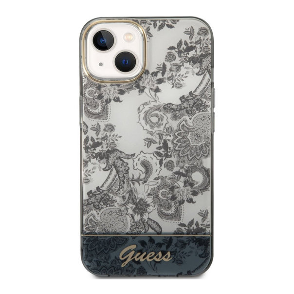Maska za iPhone 14 Plus Guess PC/ TPU Toile De Jouy siva