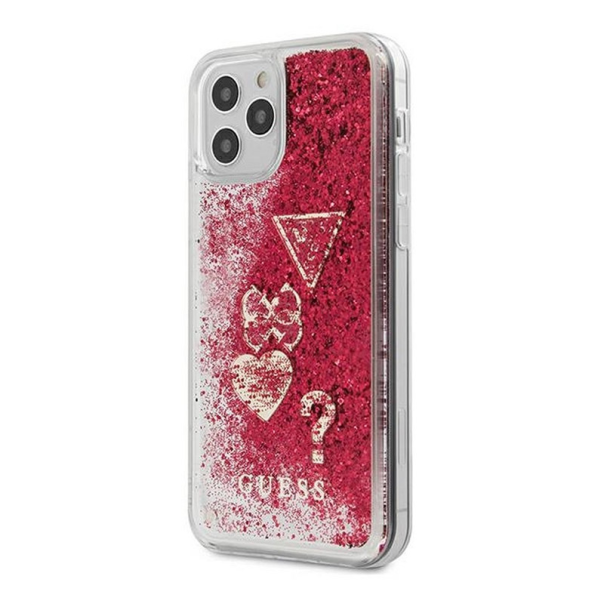 Maska za iPhone 12 mini pink Guess Faceplate Liquid Glitter