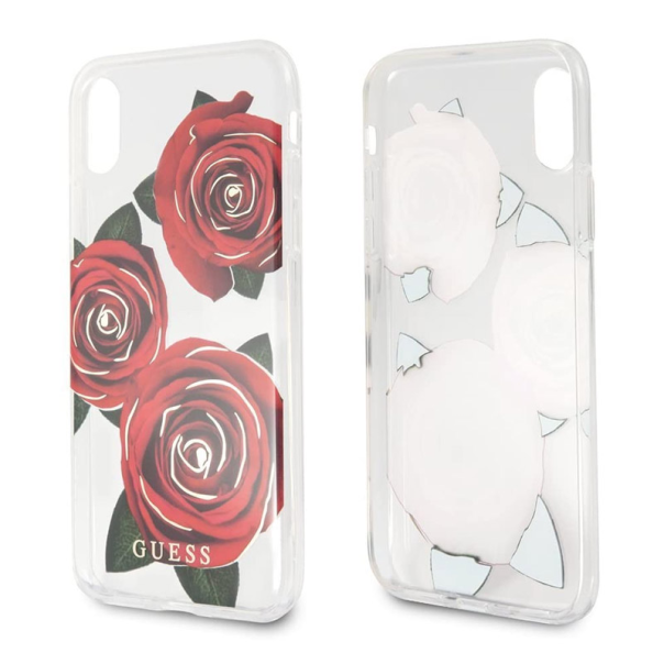 Maska za iPhone X/ XS crvena Guess Faceplate Rose