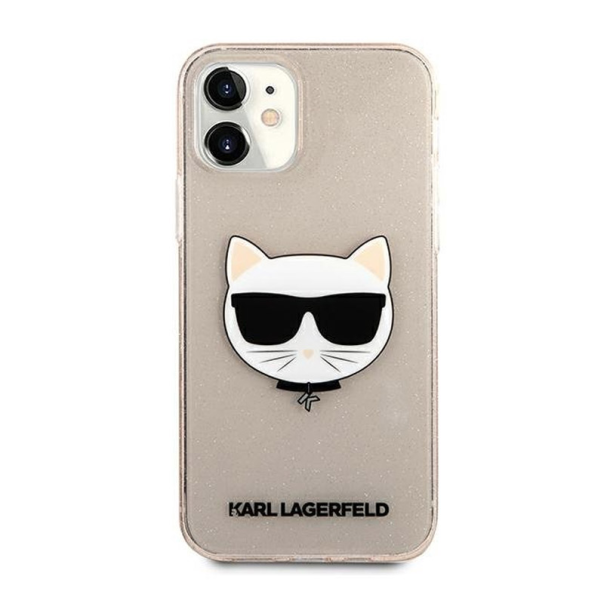Maska za iPhone 12 Mini zlatna Karl Lagerfeld Glitter Cat