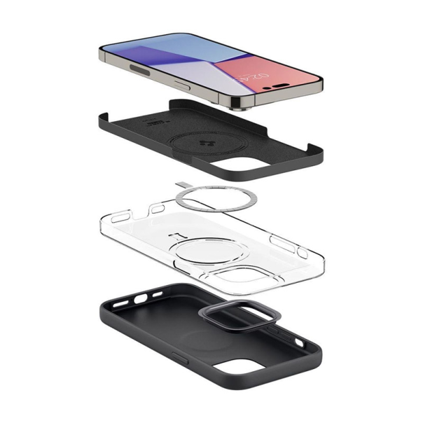 Maska za iPhone 14 Pro Spigen silicone Fit Mag MagSafe crna