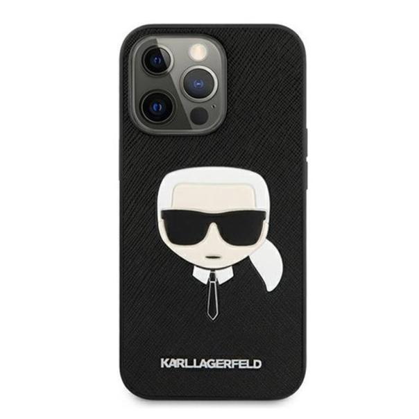 Maska za iPhone 13 Pro 61 in crna Karl Lagerfeld Saffiano Head