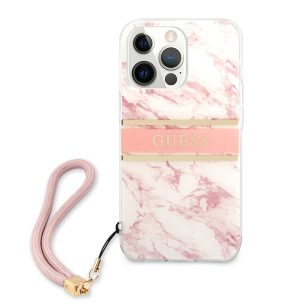 Maska za iPhone 13 Pro 61 in pink Guess Marble Strap