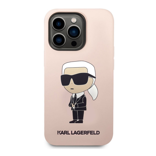 Maska za iPhone 14 Pro Karl Lagerfeld Liquid Silicone Ikonik NFT Pink