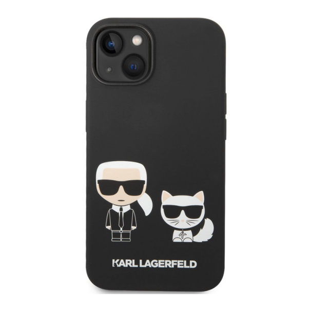 Maska za iPhone 14 Plus Karl Lagerfeld and Choupette Liquid Silicone crna
